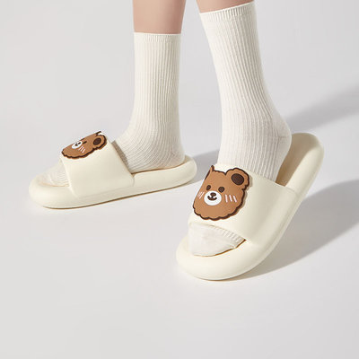 Adult Slipper Men's Summer cute cartoon Couples Indoor Home Shoes Bathroom non-slip flat Sandals women teddy bear slipper