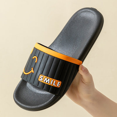 Men slippers smiley face pattern thick bottom women home shoes non-slip indoor deodorant comfortable summer flat sandals