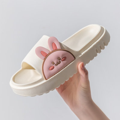 Cartoon female cute rabbit summer sandals thick bottom home indoor shoes wholesale couple solid color slippers for women