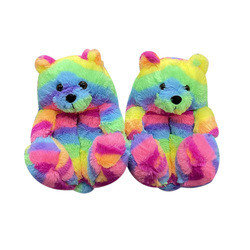 New Hot selling teddy bear warm shoes children comfortable cute cartoon floor plush soft kids home slippers