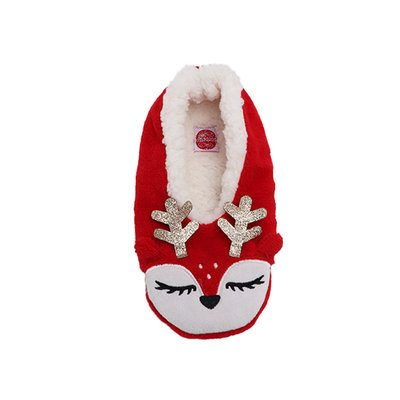 Children Girls Cartoon Animal Christmas Deer Winter Plush Slippers Customized Fluffy Indoor Home Slippers for Kids