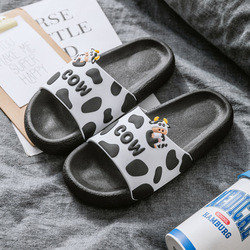 Cute spotted cow couple slippers summer indoor soft high elastic non-slip thick-soled bathroom slippers
