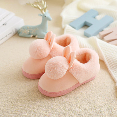 Wholesale high quality Children bedroom slippers winter girls non-slip soft plush baby home indoor shoes in stock