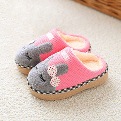 Children slippers home warm cartoon smile rabbit winter non-slip thick bottom cute girls bedroom shoes in stock