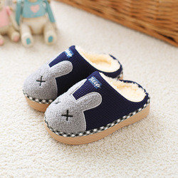 Children slippers home warm cartoon smile rabbit winter non-slip thick bottom cute girls bedroom shoes in stock