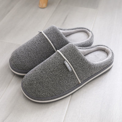 2021 new winter slippers home warm knitted fabric upper plush simple couple indoor non-slip ladies bedroom shoes