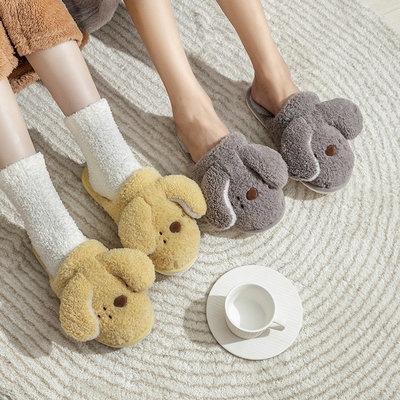 Slippers custom vivid Cartoon hot sale winter fashion solid color soft plush home indoor shoes women fashion dogs shoes