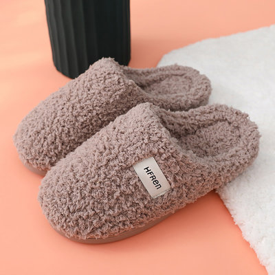 New style plush couple slippers winter indoor non-slip cute home warm soft household shoes for women and male