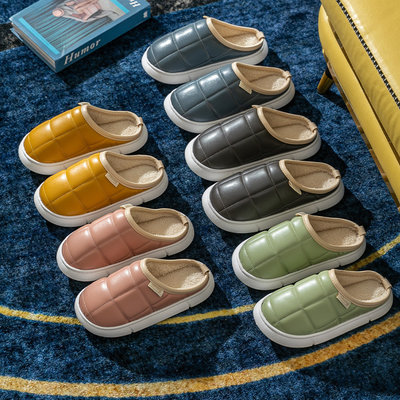 Slippers winter ladies simple grid style hot sale high quality warm comfortable home shoes supplier