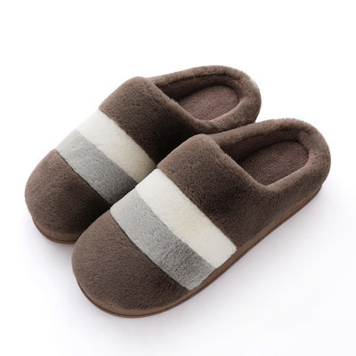 Slippers winter couple new fashion simple style plus plush warm ladies thick-soled non-slip home indoor shoes