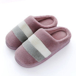 Slippers winter couple new fashion simple style plus plush warm ladies thick-soled non-slip home indoor shoes