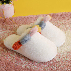 Cute Plush flowers shape slippers winter female thick-soled non-slip indoor and outdoor warm home shoes ladies closed shoes