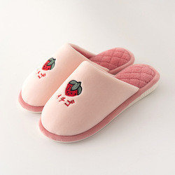 Autumn and winter home slippers female cute fruit plush indoor non-slip couple warm  high quality bedroom shoes
