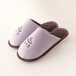 Autumn and winter home slippers female cute fruit plush indoor non-slip couple warm  high quality bedroom shoes