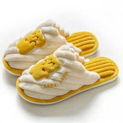 Cute fashion solid color warm home indoor shoes soft plush PVC material anti-slip slippers autumn winter