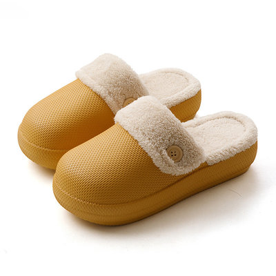 2021 new waterproof simple style slippers women winter warm non-slip couple removable home indoor shoes