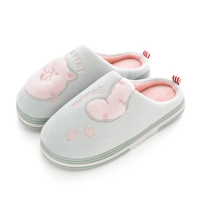 2021 new design cute cat slippers female winter warm cartoon couple thick bottom non-slip home indoor shoes