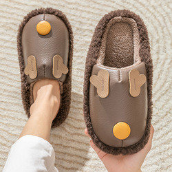 Hot selling fashion cartoon winter warm slippers women Waterproof vamp soft plush non-slip home indoor shoes