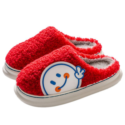 Home Indoor Slippers Women Winter Cartoon Plush Thick Bottom Warm Couple Style Cute House Non-Slip Shoes Men