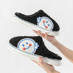 Home Indoor Slippers Women Winter Cartoon Plush Thick Bottom Warm Couple Style Cute House Non-Slip Shoes Men