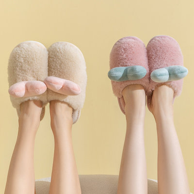 Wholesale 2021 Cute Fashion Trend Slippers Women Winter House Indoor Plush Warm Soft Comfort Men House Non-Slip