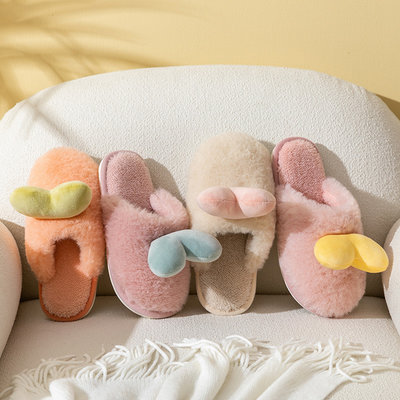 Wholesale 2021 Cute Fashion Trend Slippers Women Winter House Indoor Plush Warm Soft Comfort Men House Non-Slip