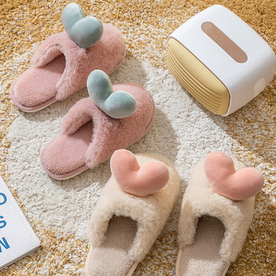 Wholesale 2021 Cute Fashion Trend Slippers Women Winter House Indoor Plush Warm Soft Comfort Men House Non-Slip