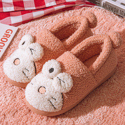 Men Autumn Winter Closed Toe Plush Warm Home Indoor Slippers Women Cartoon Doraemon Shape TPR Non-Slip House Shoes