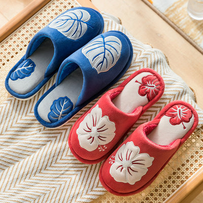 Women 2021 New Design fashion Flower pattern Slippers Men Warm Thick Bottom Non-Slip Home Indoor Shoes