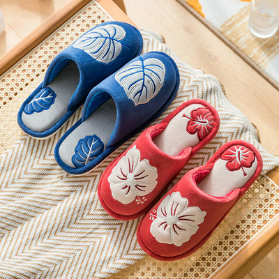Women 2021 New Design fashion Flower pattern Slippers Men Warm Thick Bottom Non-Slip Home Indoor Shoes