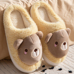 Women Wholesale Winter Cute Bear Home Indoor Slippers Cartoon Plush Warm fluffy Non-Slip Shoes faux fur
