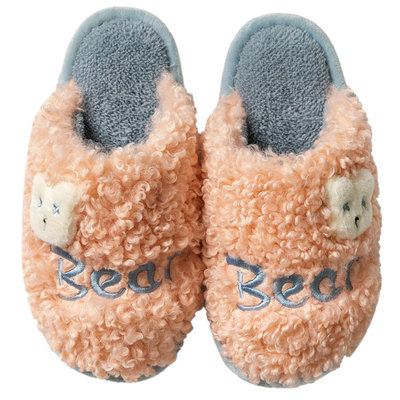 Women New Design Cute Bear Shape Home Indoor Slippers Non-Slip hick sole Men Cheap Winter Warm House Shoes