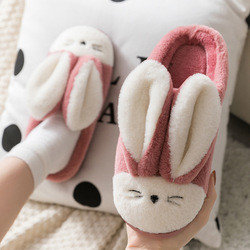 New Design Cartoon Cute Long Rabbit Three-dimensional Shape Home Indoor Slippers Plush Warm Non-Slip bedroom Shoes
