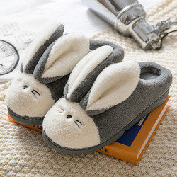 New Design Cartoon Cute Long Rabbit Three-dimensional Shape Home Indoor Slippers Plush Warm Non-Slip bedroom Shoes