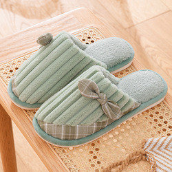 New Design Simple Style Couple Cute Bow Home Indoor Slippers Women Plush Warm Men Comfort Non-Slip home Shoes