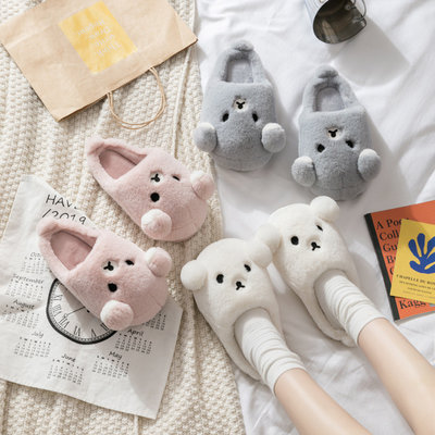Hot sales Popular Winter Warm ladies Home slipper Plush cute Bear house shoes women fluffy soft floor slipper