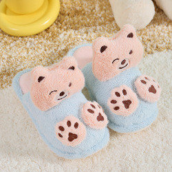 2021 New Design Winter Cartoon Bear Couple Slippers Female Cute  Plush Thermal Non-slip Home indoor Shoes