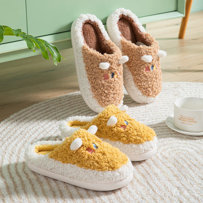 New female wholesale winter indoor and outdoor breathable fabrics couple non-slip slippers thick-soled warm shoes