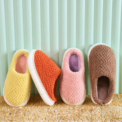 Manufacturer Custom logo Thick Bottom Couple Home Indoor Slipper Thermal Non-slip Plush house Shoes female fur slippers