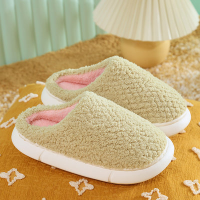 Manufacturer Custom logo Thick Bottom Couple Home Indoor Slipper Thermal Non-slip Plush house Shoes female fur slippers