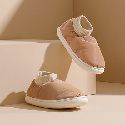 2021 Autumn Winter Simplicity Print Letter Down Elastic band TPR Slippers Women Non-slip Thermal Home Indoor Shoes