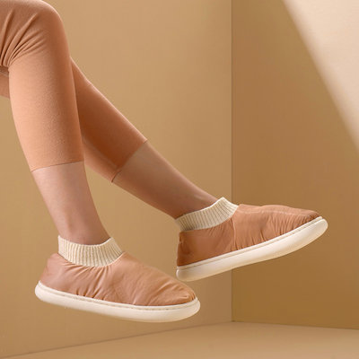 2021 Autumn Winter Simplicity Print Letter Down Elastic band TPR Slippers Women Non-slip Thermal Home Indoor Shoes