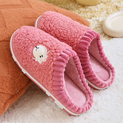 2021 New Design Cartoon Sheep slippers Couple Autumn Winter Warm Hard-Wearing Non-Slip Home Indoor Shoes