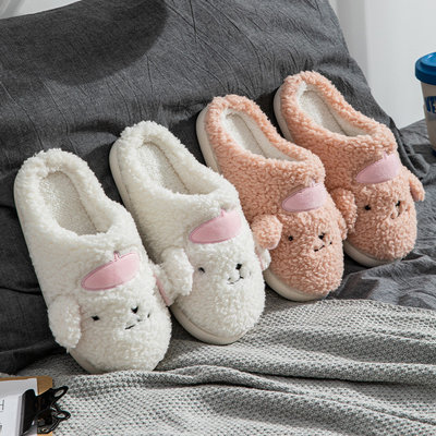 Autumn and winter new cute cartoon animals slippers female home non-slip plush shoes household plush slippers
