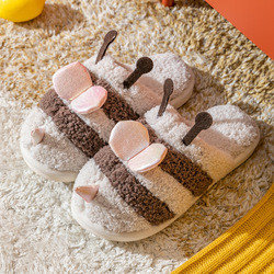 2021 Winter house Indoor Slippers Cute Cartoon bee Lady Non-slip Soft Bottom house shoe women animal home slipper