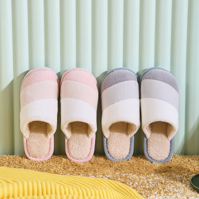 2021 New Design Rabbit Hair patchwork Color Couple house Shoes Women And Men Plush Warm Non-Slip Home Indoor Slippers