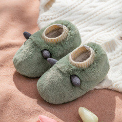 2021 New Design Children Cute Ox Horn Wrap heel Slippers Autumn Winter Warm Non-slip Soft Sole Home Indoor Shoe kids fur slipper