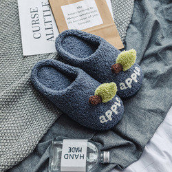 new design couple fruit winter warm slippers cartoon house indoor non-slip winter women plush  slippers