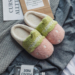 new design couple fruit winter warm slippers cartoon house indoor non-slip winter women plush  slippers