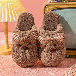 new arrival rabbit hair PVC sole slippers winter cartoon house indoor thick soled plush shoes women fluffy grid pattern slipper